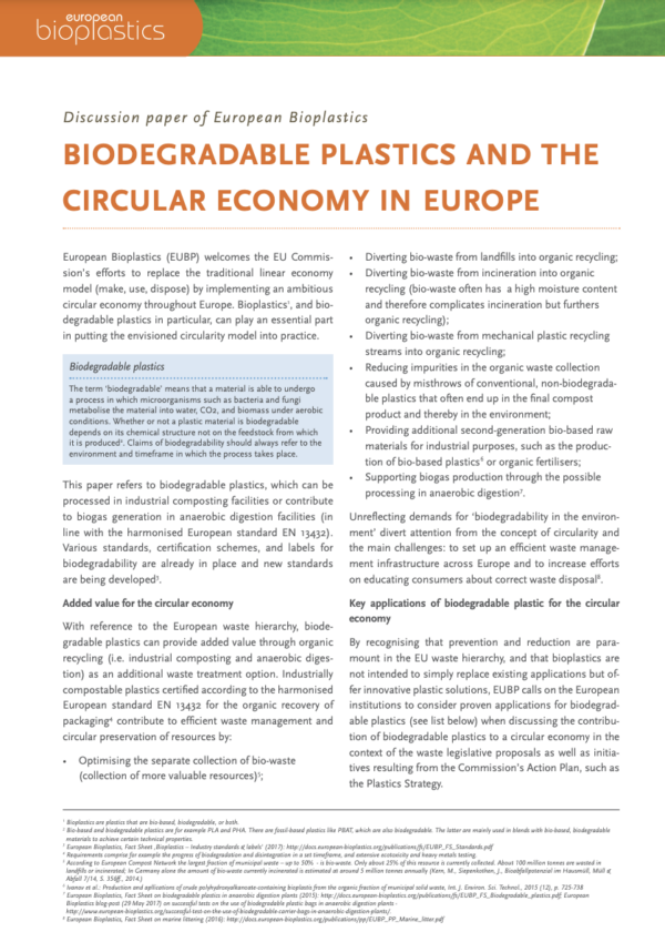 Biodegradable plastics and the circular economy in Europe – European Bioplastics e.V.