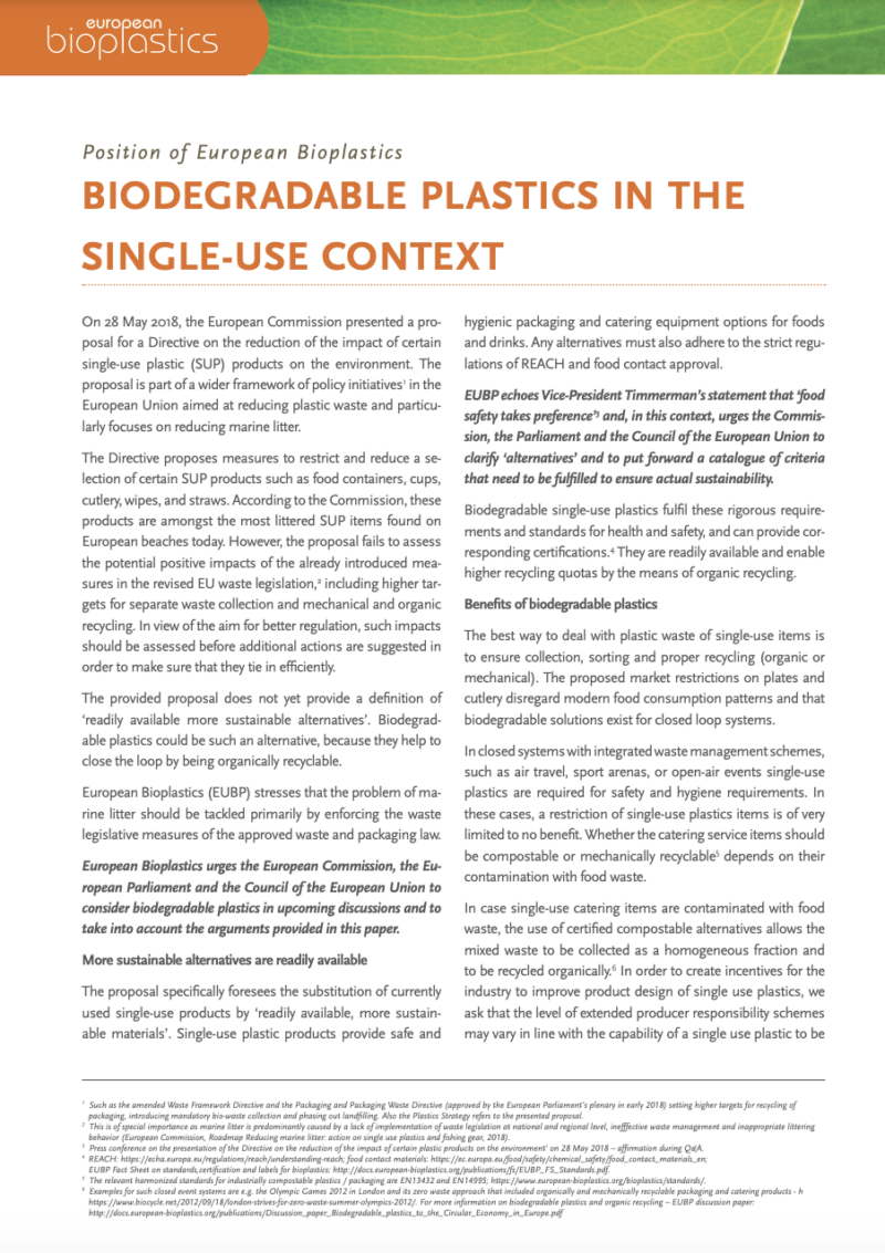 Biodegradable plastics in the single-use context – European Bioplastics ... Biodegradable plastics in the single-use context – European Bioplastics ...
