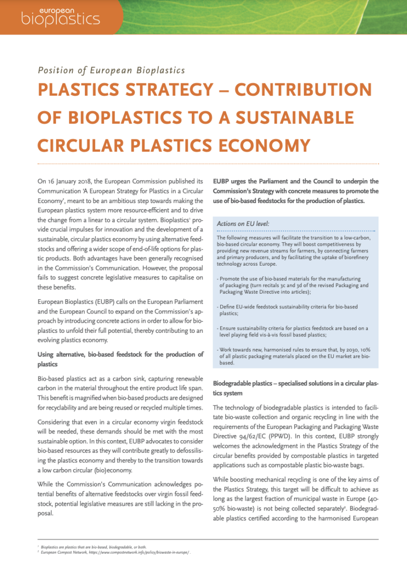 Plastics Strategy – contribution of bioplastics to a sustainable ...