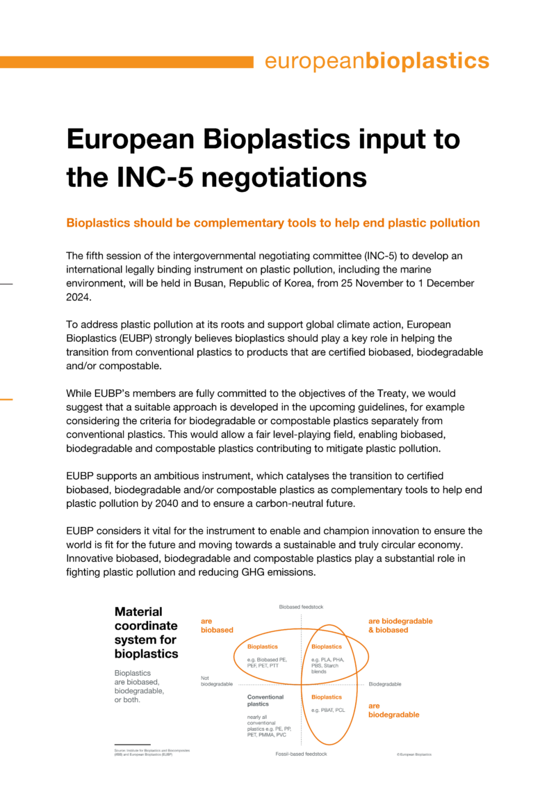 European Bioplastics input to the INC-5 negotiations – European Bioplastics e.V.